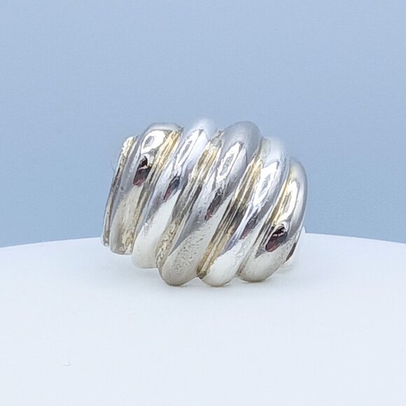 Vintage | Jewelry | Vintage Sterling Silver Fluted Scalloped Domed Ring ...